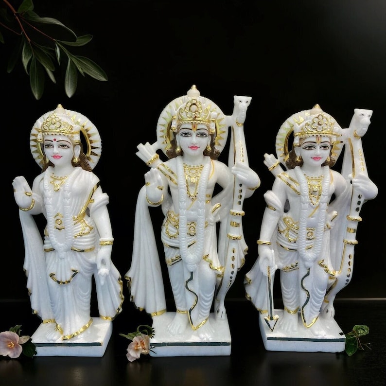 Ram Darbar Marble Statue customized, Pure White Marble Lord Rama ...