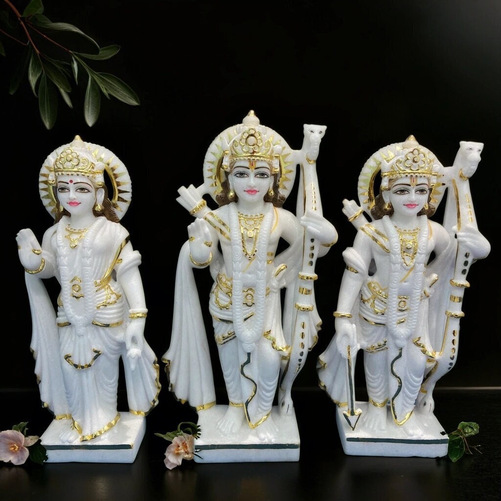 Ram Darbar Marble Statue customized, Pure White Marble Lord Rama ...
