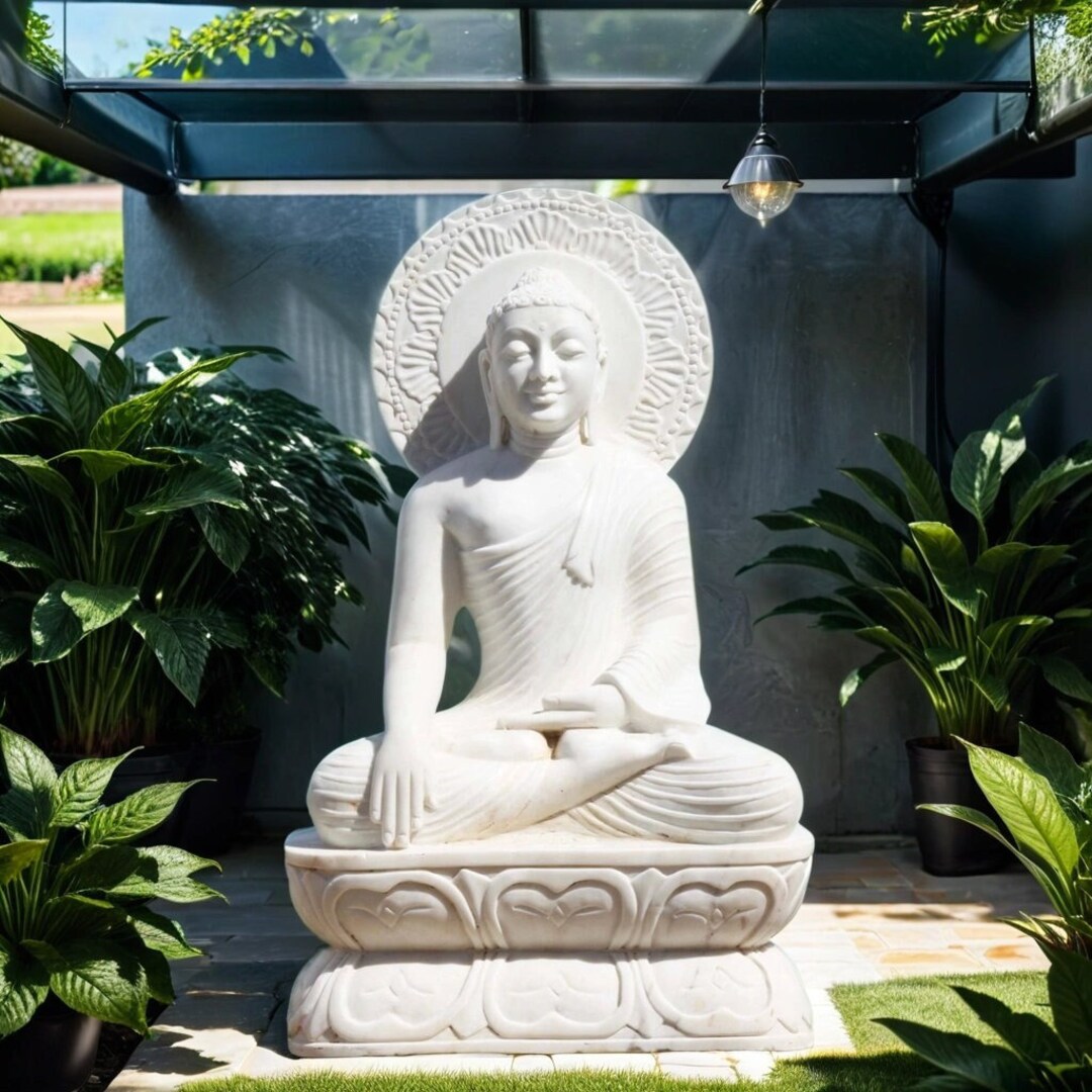 Gautama Buddha Statue Customisable White Marble Buddha Sculpture ...