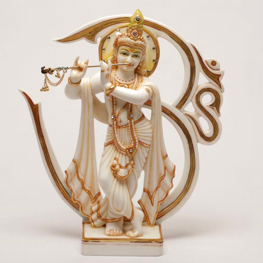 Marble Krishna Ji Flute Playing Statue customizable Pure Marble ...