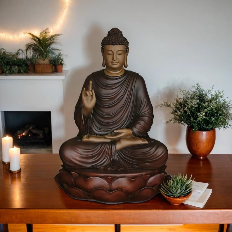Customized Buddha on Lotus Statue, Dust Marble Sculpture for Home Decor ...