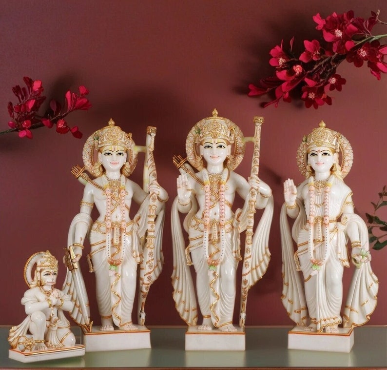 Ram Darbar Marble Statue customized, Ram Ji Family Sculpture, Lord Rama ...
