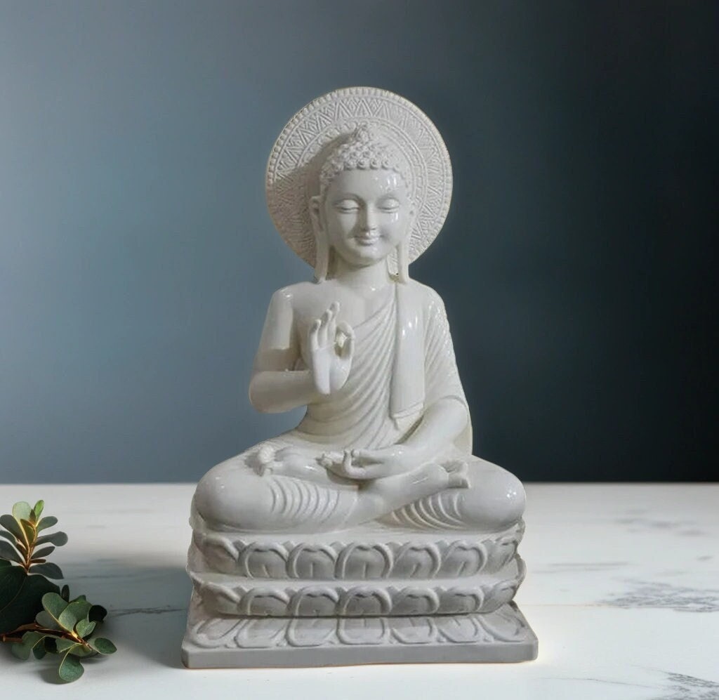 Budda Idol, Gautama Buddha Statue Customize Pure White Marble Sculpture ...