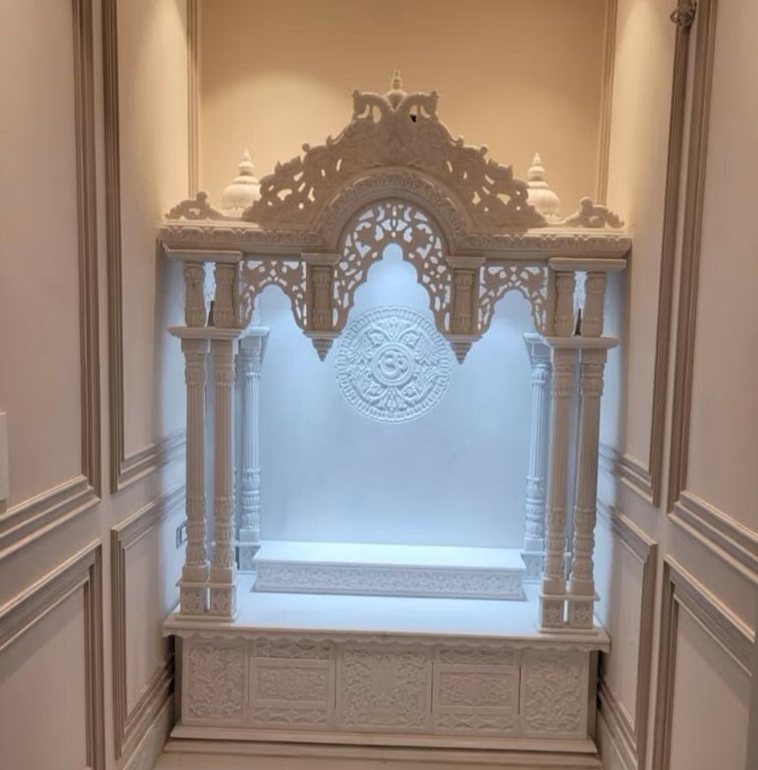 Handmade Marble Temple (customized) for Pooja Mandir, Home Temple White ...