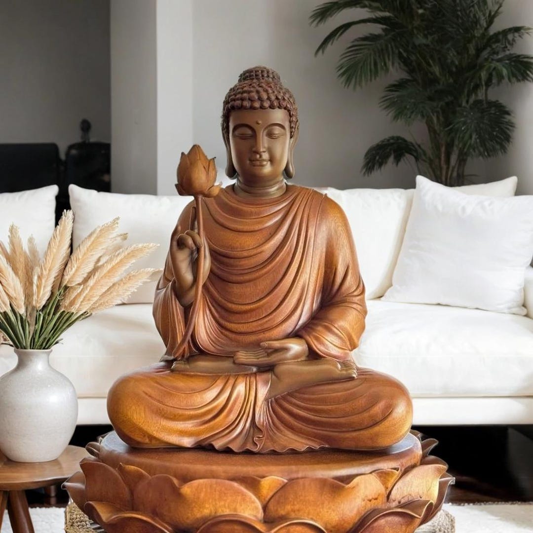 Customizable Buddha Statue Marble Dust, Hand Carved Showpiece ...