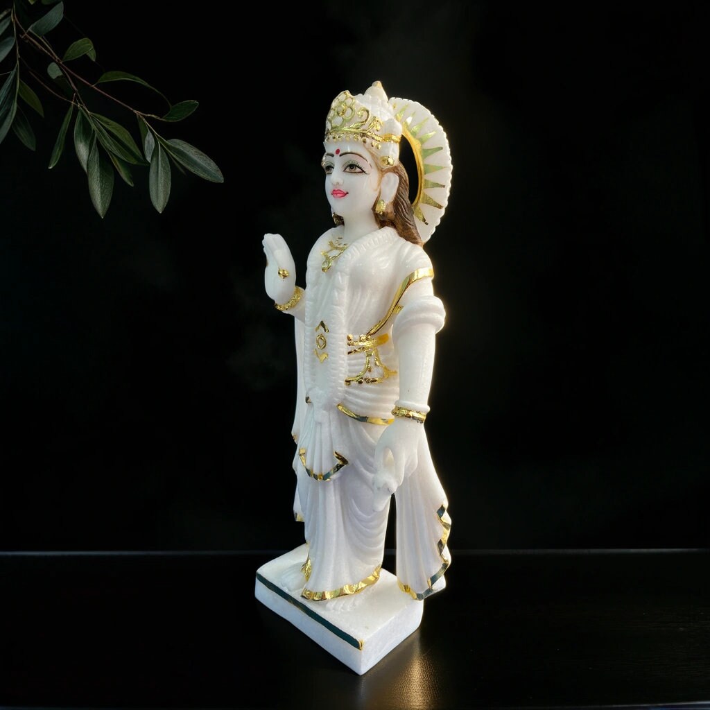 Ram Darbar Marble Statue (customized), Pure White Marble Lord Rama ...