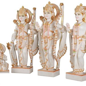 Ram Darbar Marble Statue customized, Ram Ji Family Sculpture, Lord Rama ...