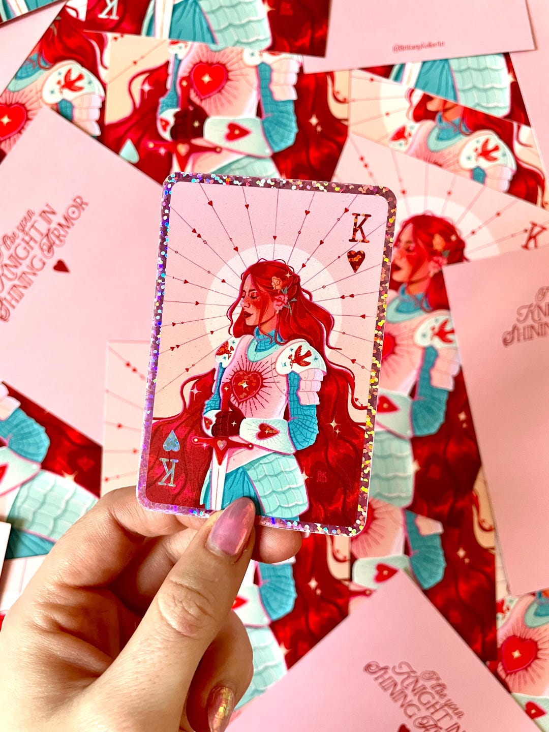 Knight of Hearts Glitter Sticker - Etsy