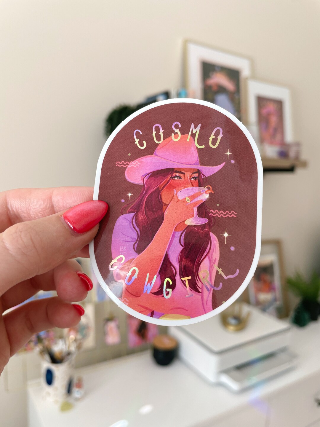 Cosmo Cowgirl Holographic Sticker - Etsy