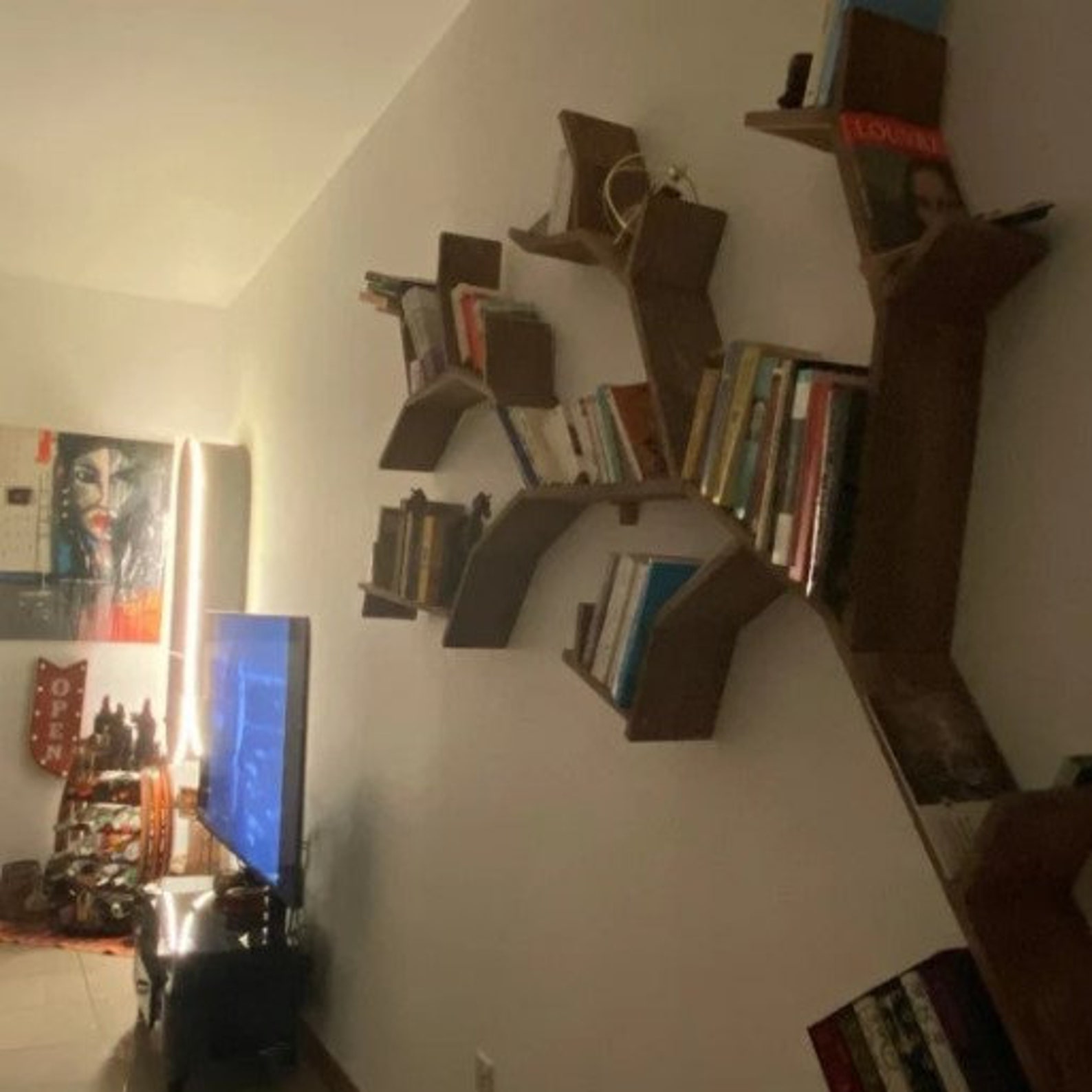 Craft Decor Handmade Tree Bookcase, Tree Branch Bookshelf,wooden ...