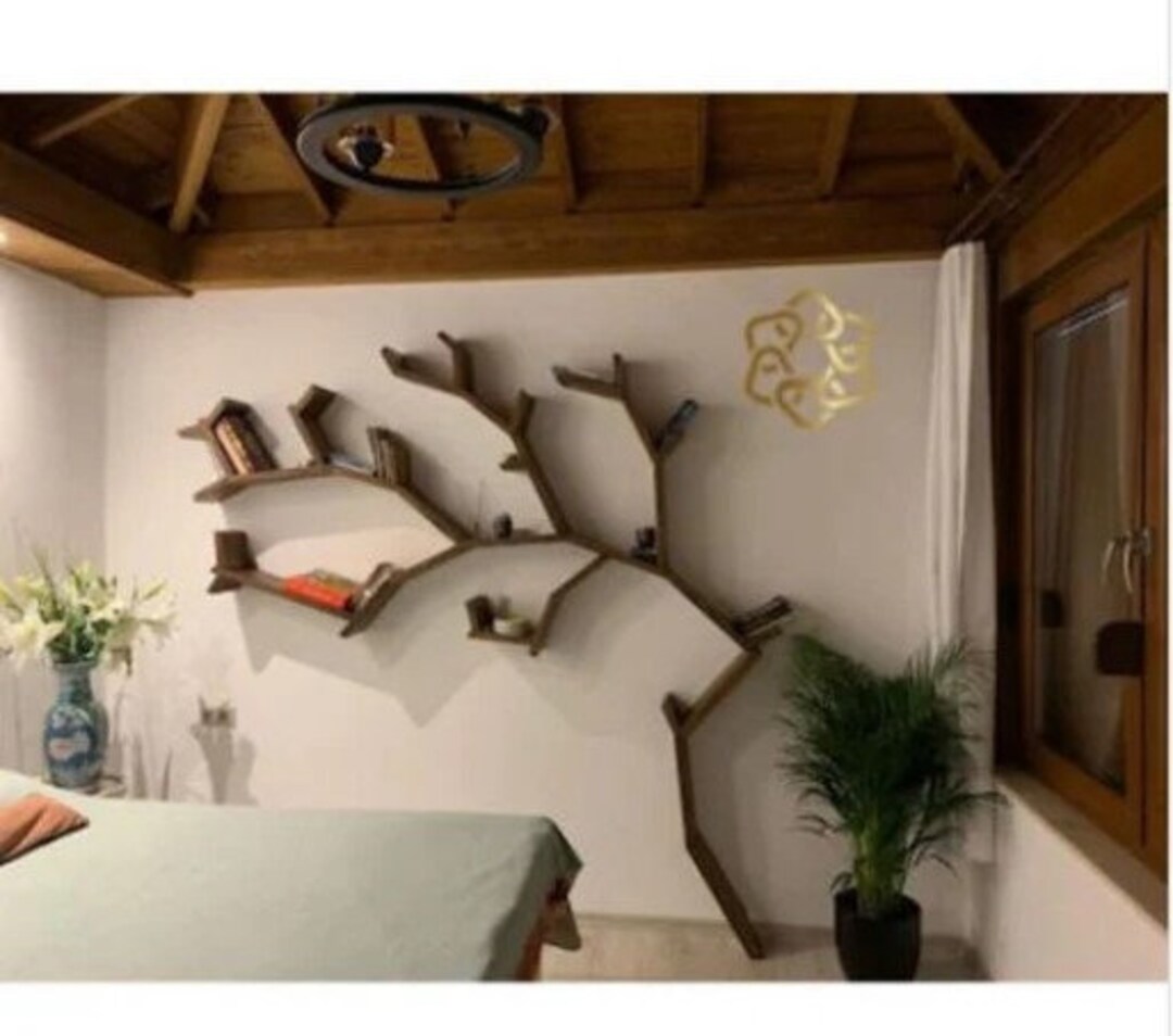 Handmade Wooden Tree Bookcase, Natural Wooden Bookshelves for Kidsroom ...