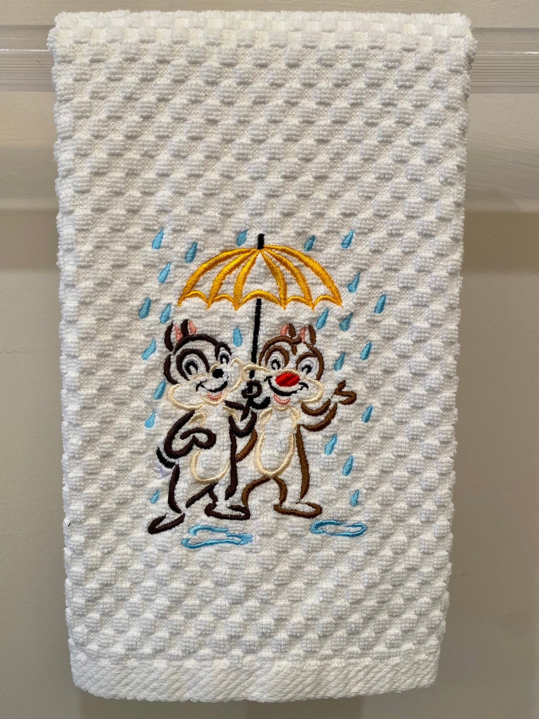 Chip and Dale in the Rain Disney Inspired Embroidered Hand Towel for ...
