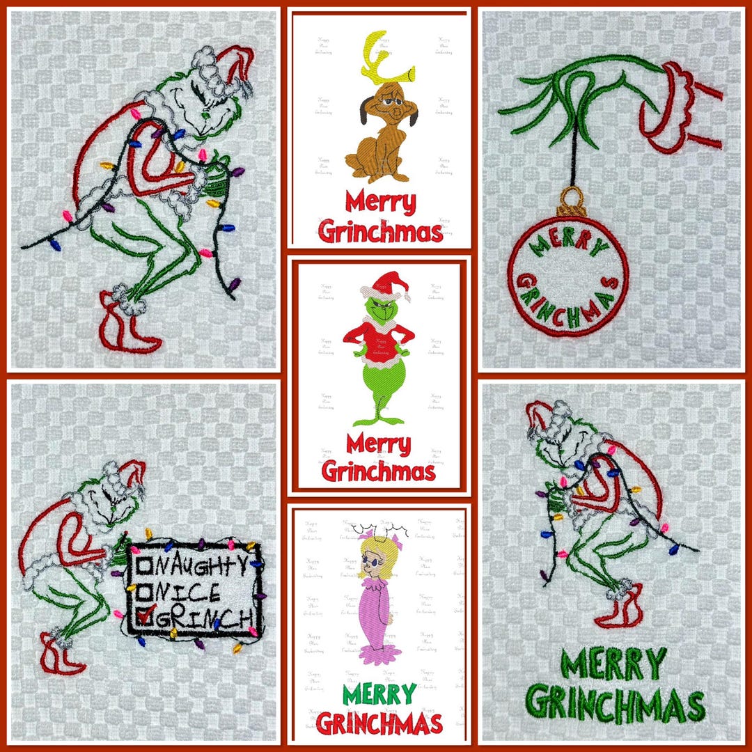 Embroidered Grinch Christmas Hand Towel: Personalized Kitchen & Bath ...