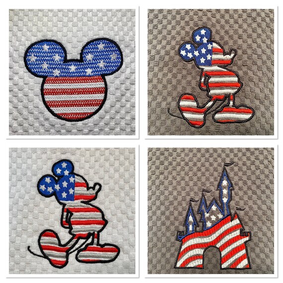 USA Patriotic Mickey Mouse Castle Disney Inspired Embroidered - Etsy