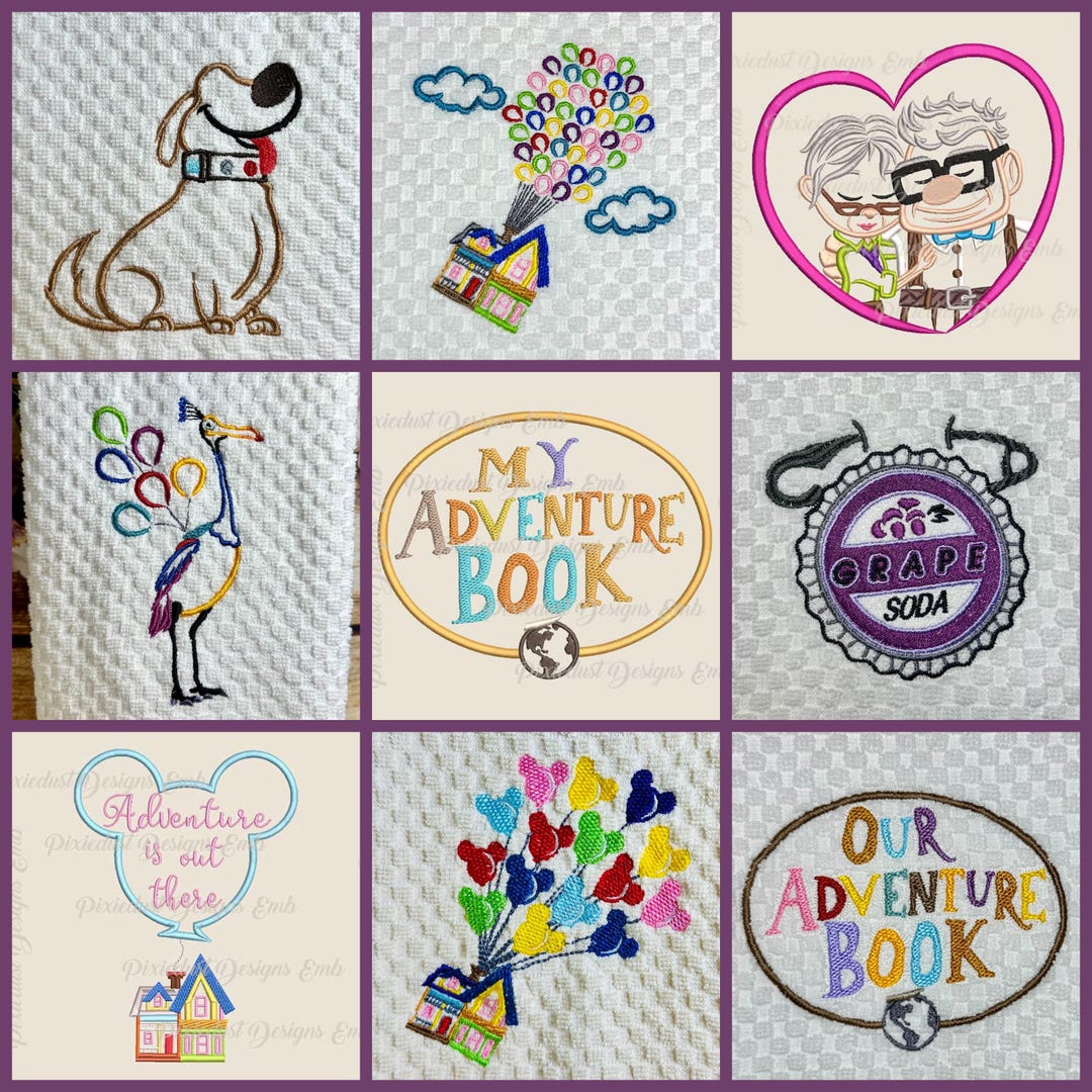 Up Carl & Ellie Kevin Dug Grape Soda Pixar Disney Inspired Embroidered ...