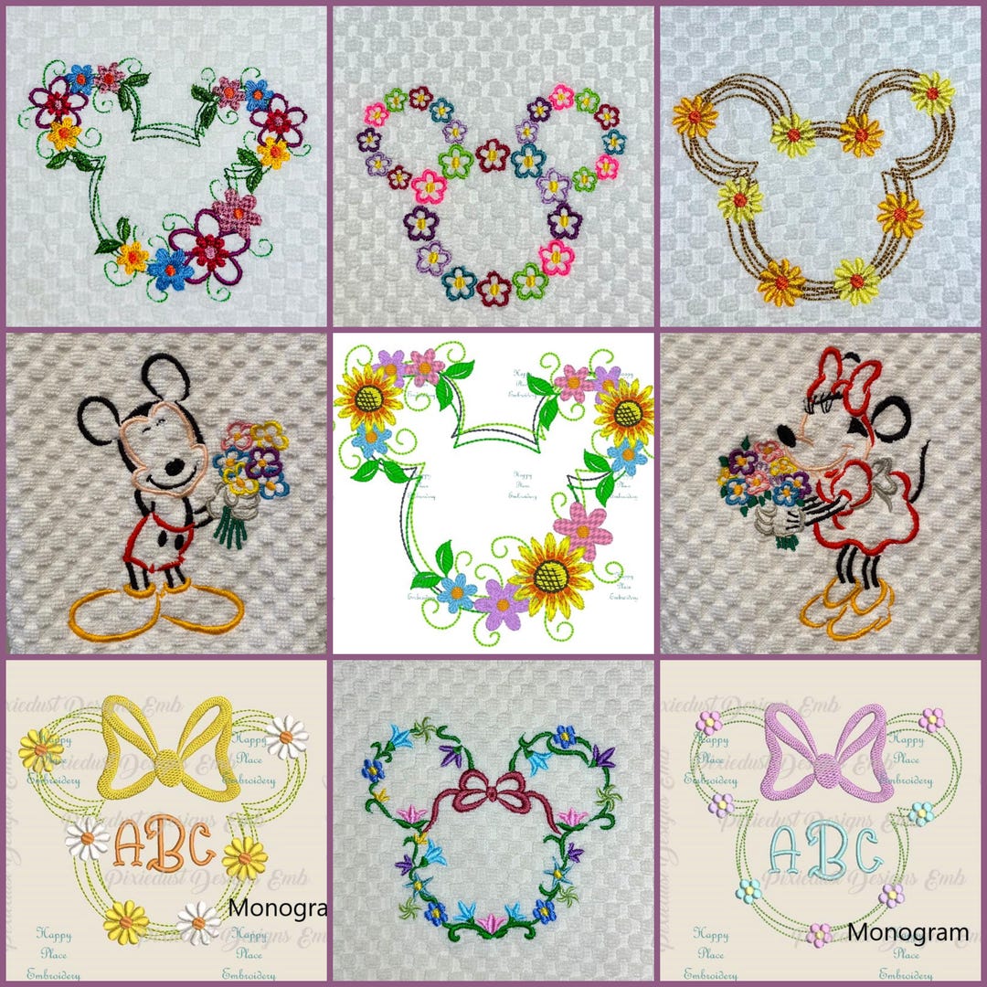 Mickey Minnie Mouse Ears Spring Summer Flower Wreath Daisies Disney ...