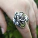 Large Rose Flower Ring STERLING SILVER 925 Massive Rose Floral ...