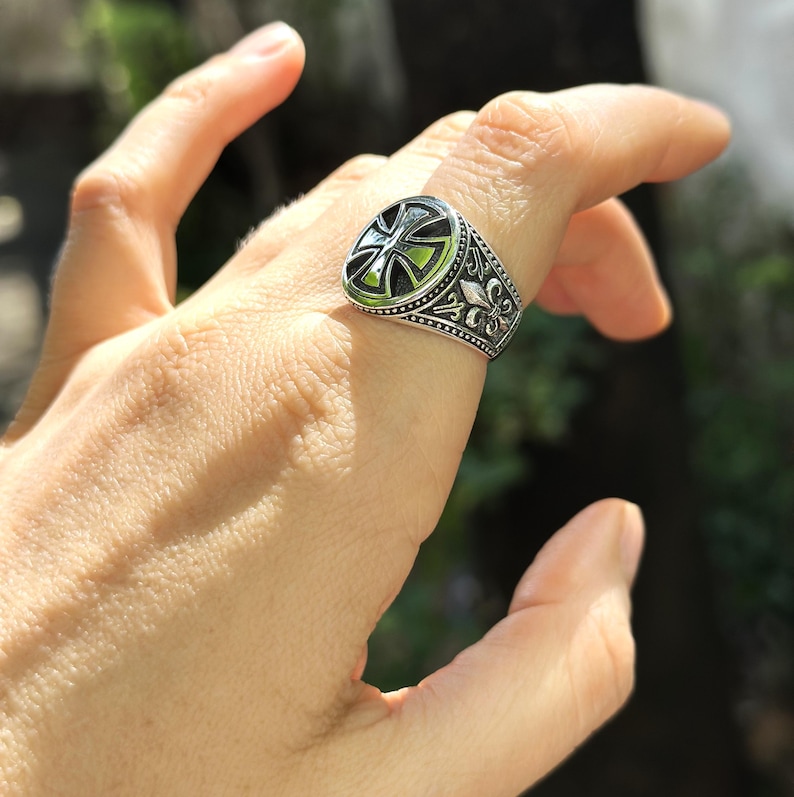 Maltese Cross Ring 925 Sterling Silver Fleur De Lis Knight's Sacred ...