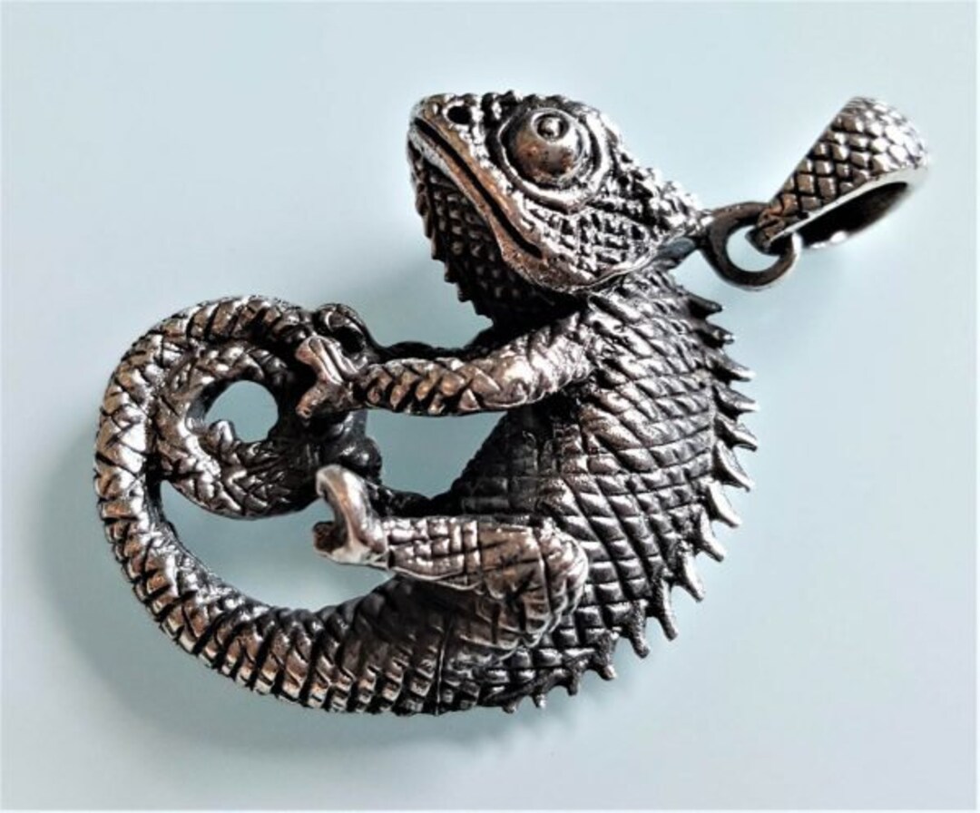 Chameleon Pendant STERLING SILVER 925 Exclusive Design Lizard - Etsy