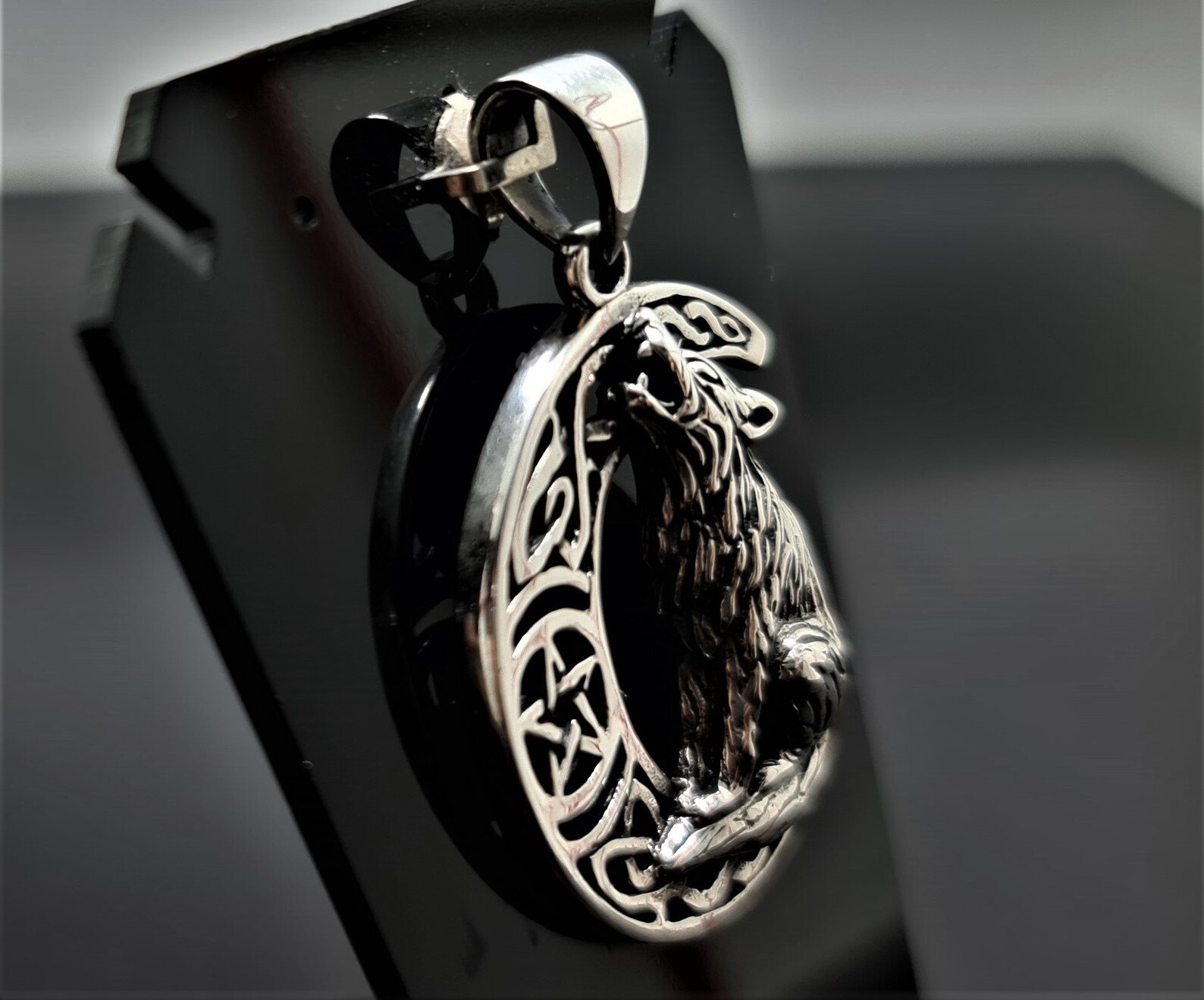 Howling Wolf Pendant 925 Sterling Silver New Moon Crescent - Etsy
