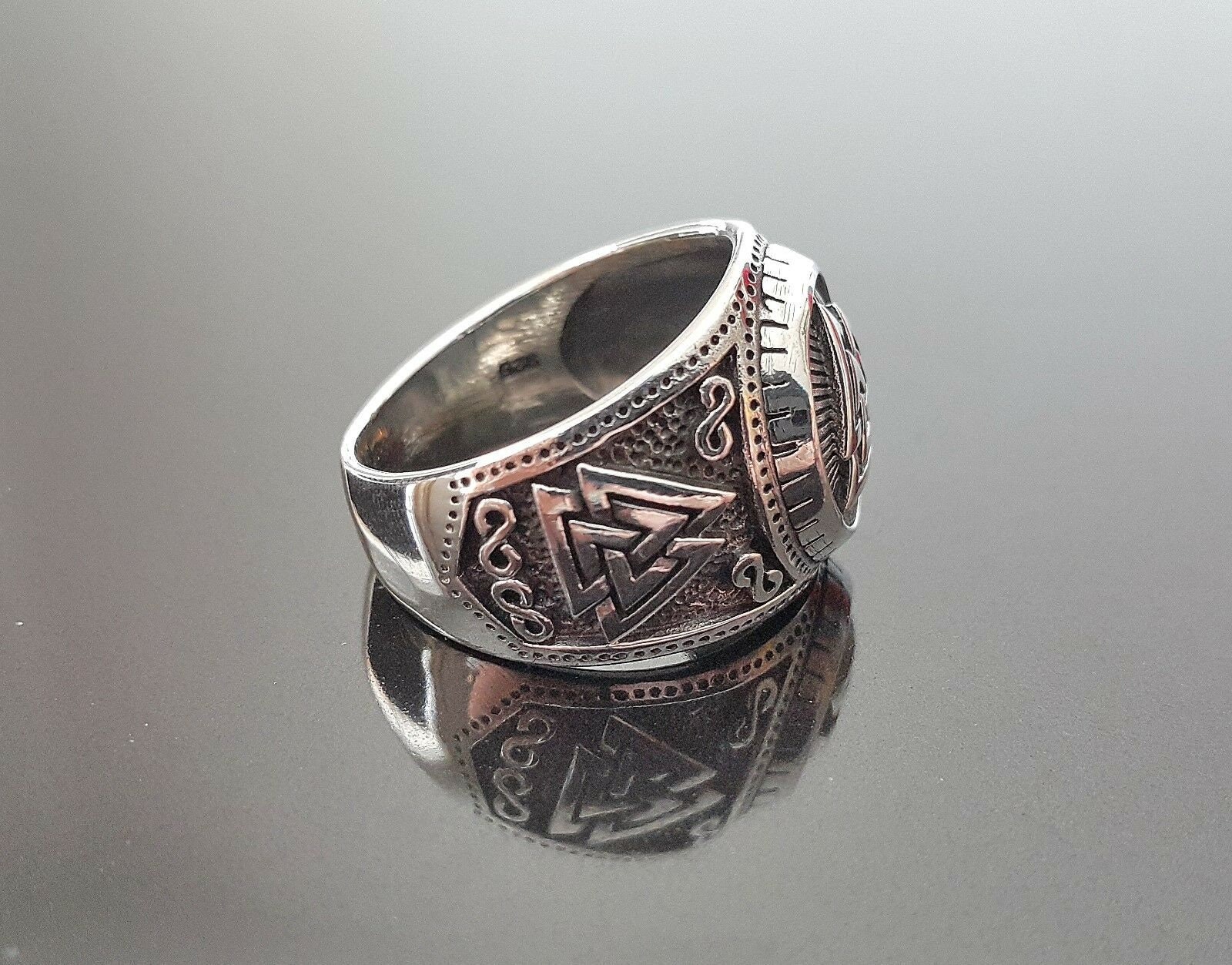 Valknut Ring STERLING SILVER 925 Viking Runic Odin Sacred | Etsy