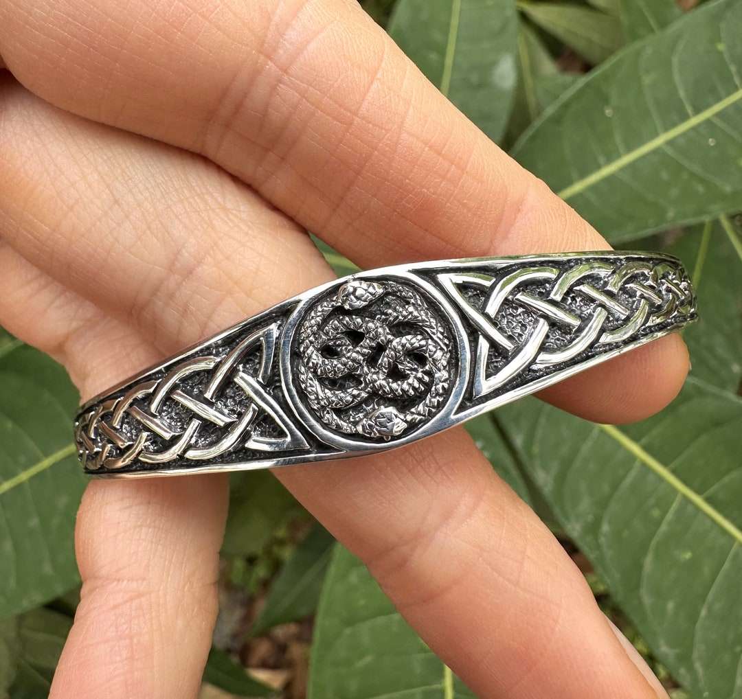 Double Snake Cuff Bracelet STERLING SILVER 925 Interlocking Snakes ...