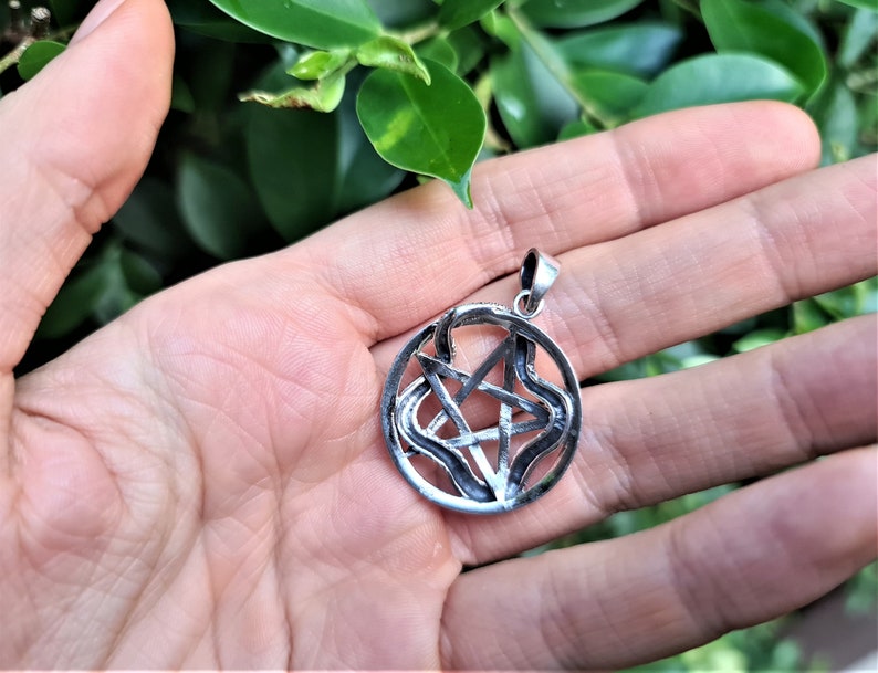Pentacle Snake 925 Sterling Silver Pendant Pentagram Star - Etsy