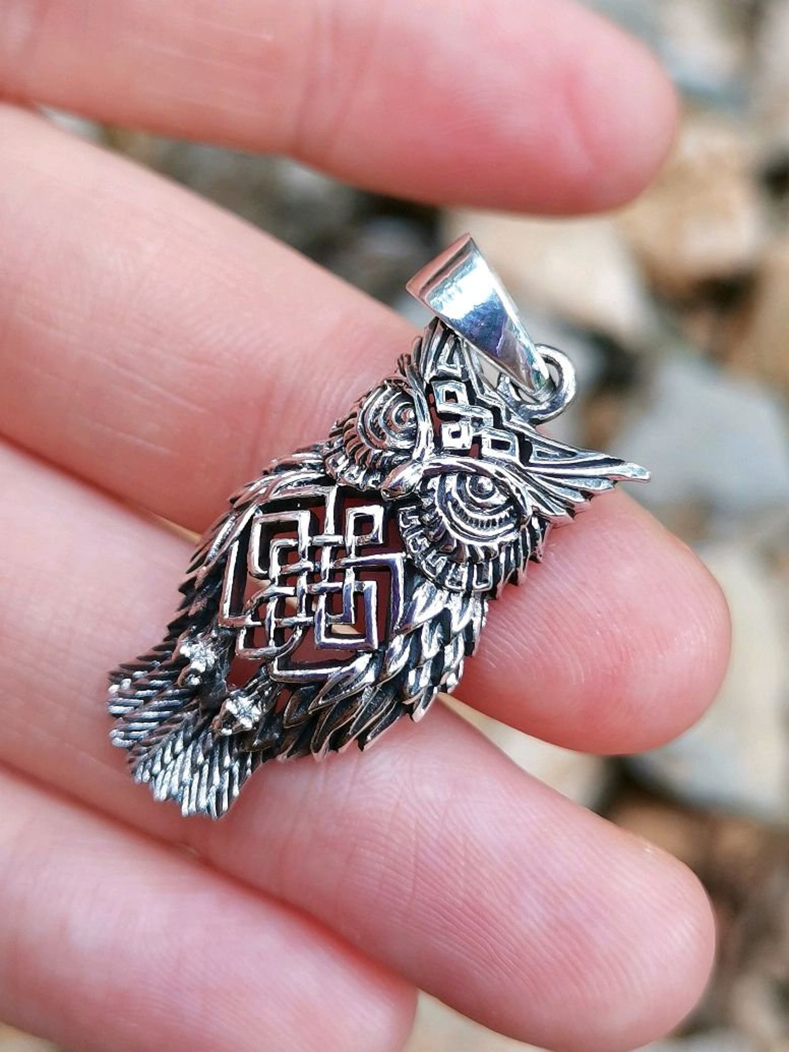Wise Owl Pendant STERLING SILVER 925 Owl of Athena Symbol of Wisdom ...