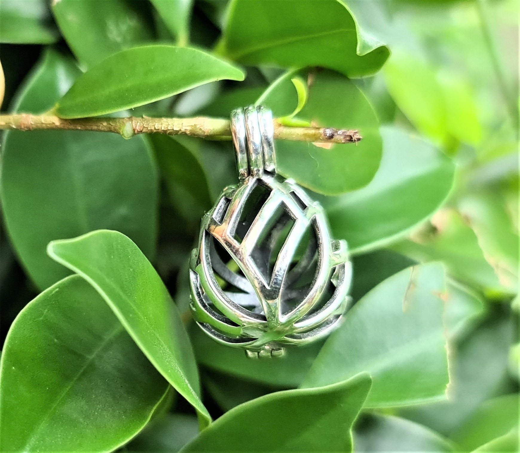 Lotus Cage Locket Pendant STERLING SILVER 925 Secret - Etsy