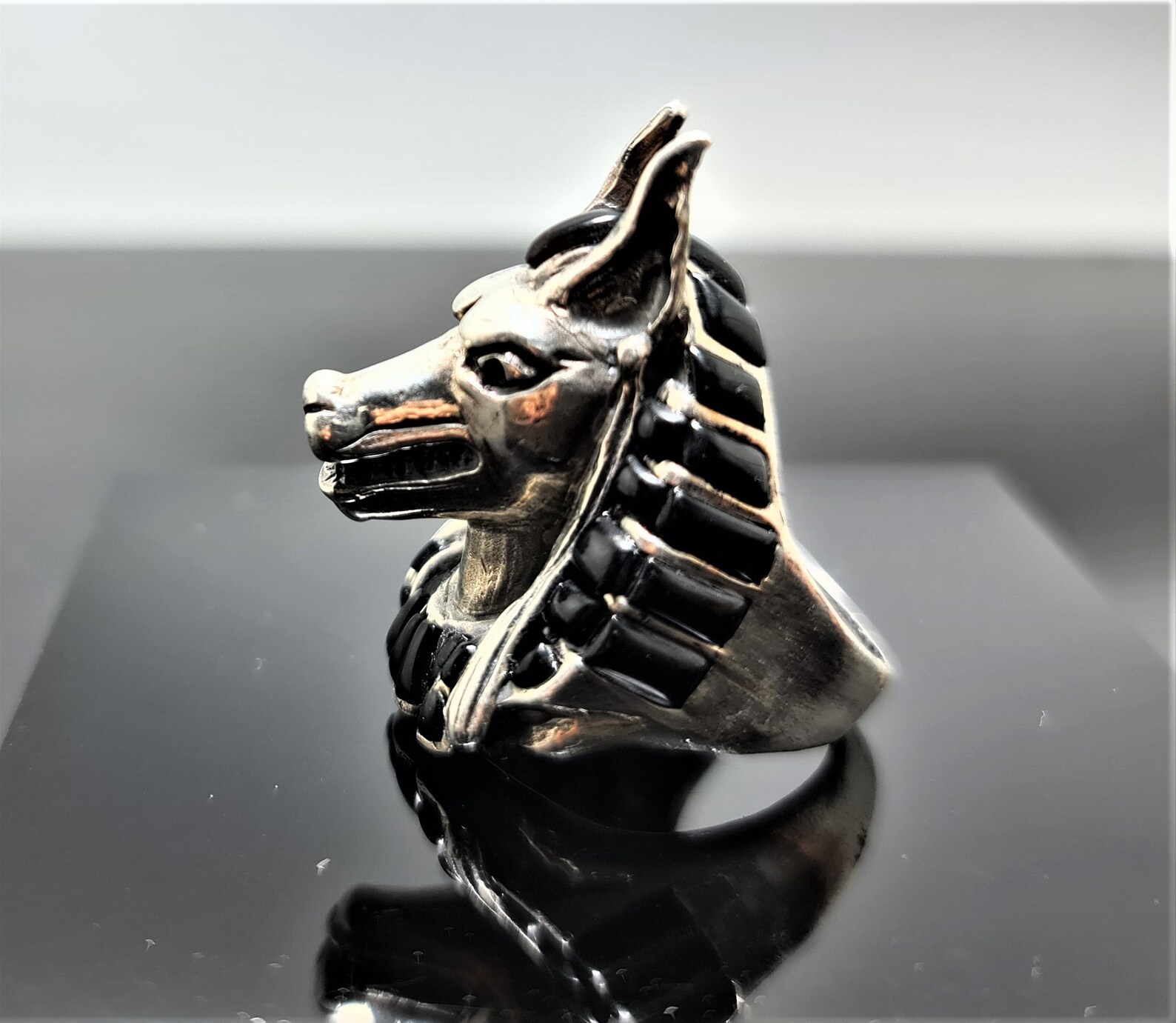 Anubis Ring Sterling Silver 925 Egyptian God Jackal-headed God | Etsy
