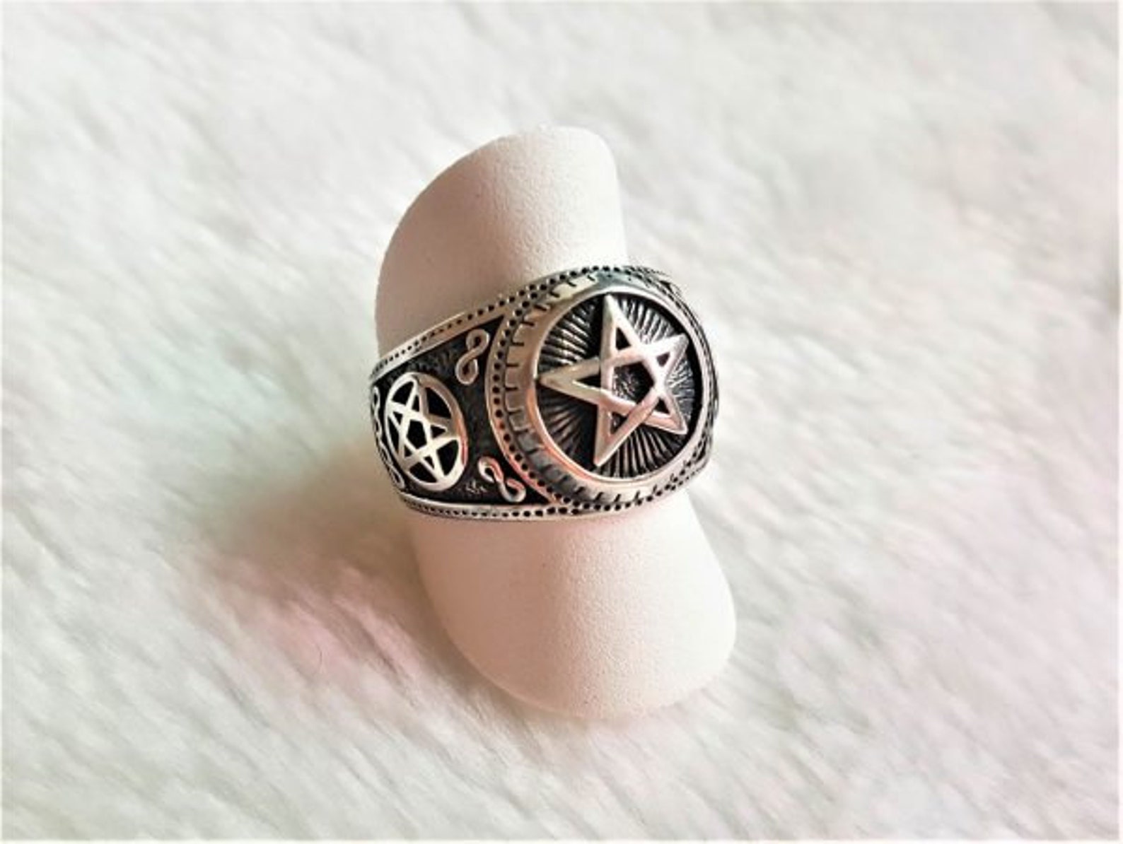 925 Sterling Silver Ring Talisman Pentagram Star Infinity Sacred ...
