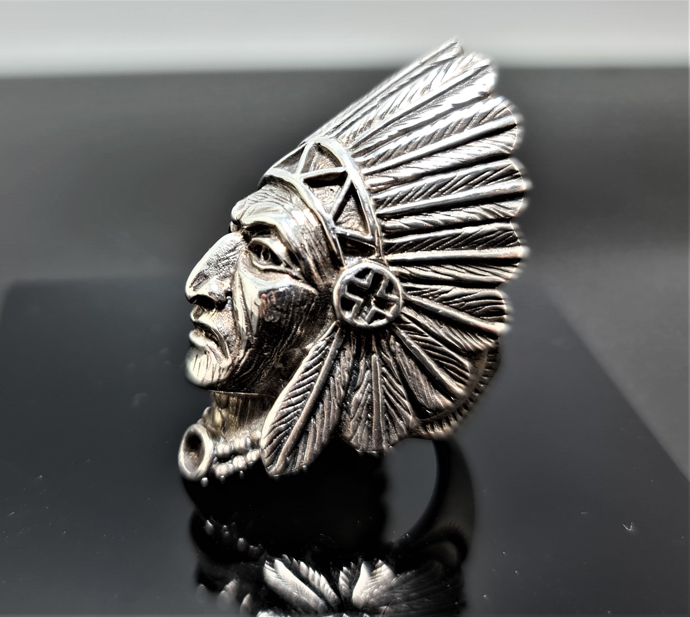 American Indian 925 STERLING SILVER Indian Tribal Chief Ring | Etsy