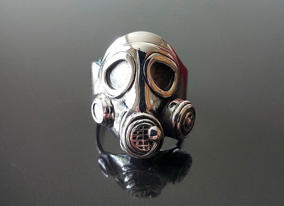 Gas Mask Ring STERLING SILVER 925 Apocalypse Jewlery Fetish | Etsy