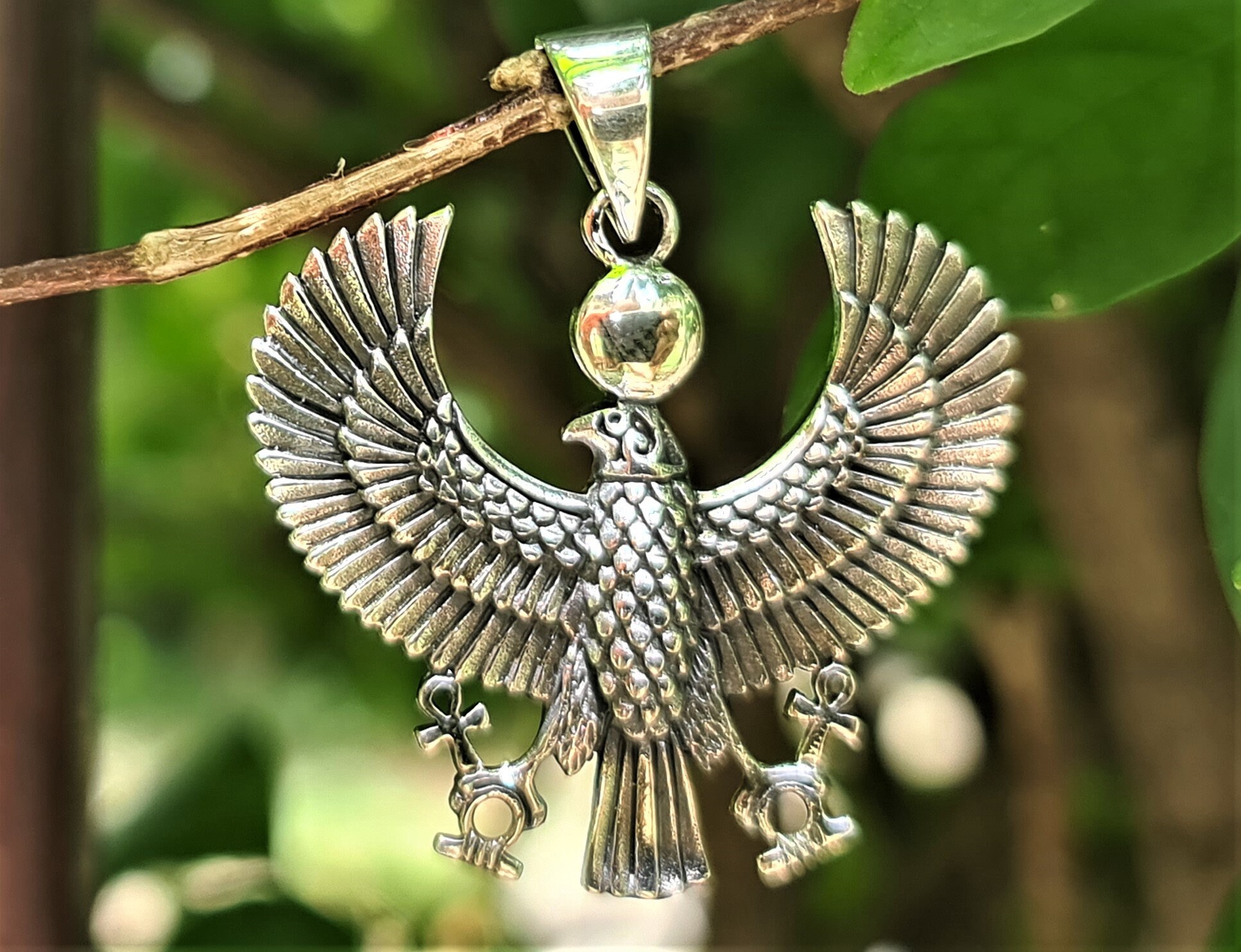 Sun God Ra Falcon Pendant STERLING SILVER Creator Falcon with | Etsy