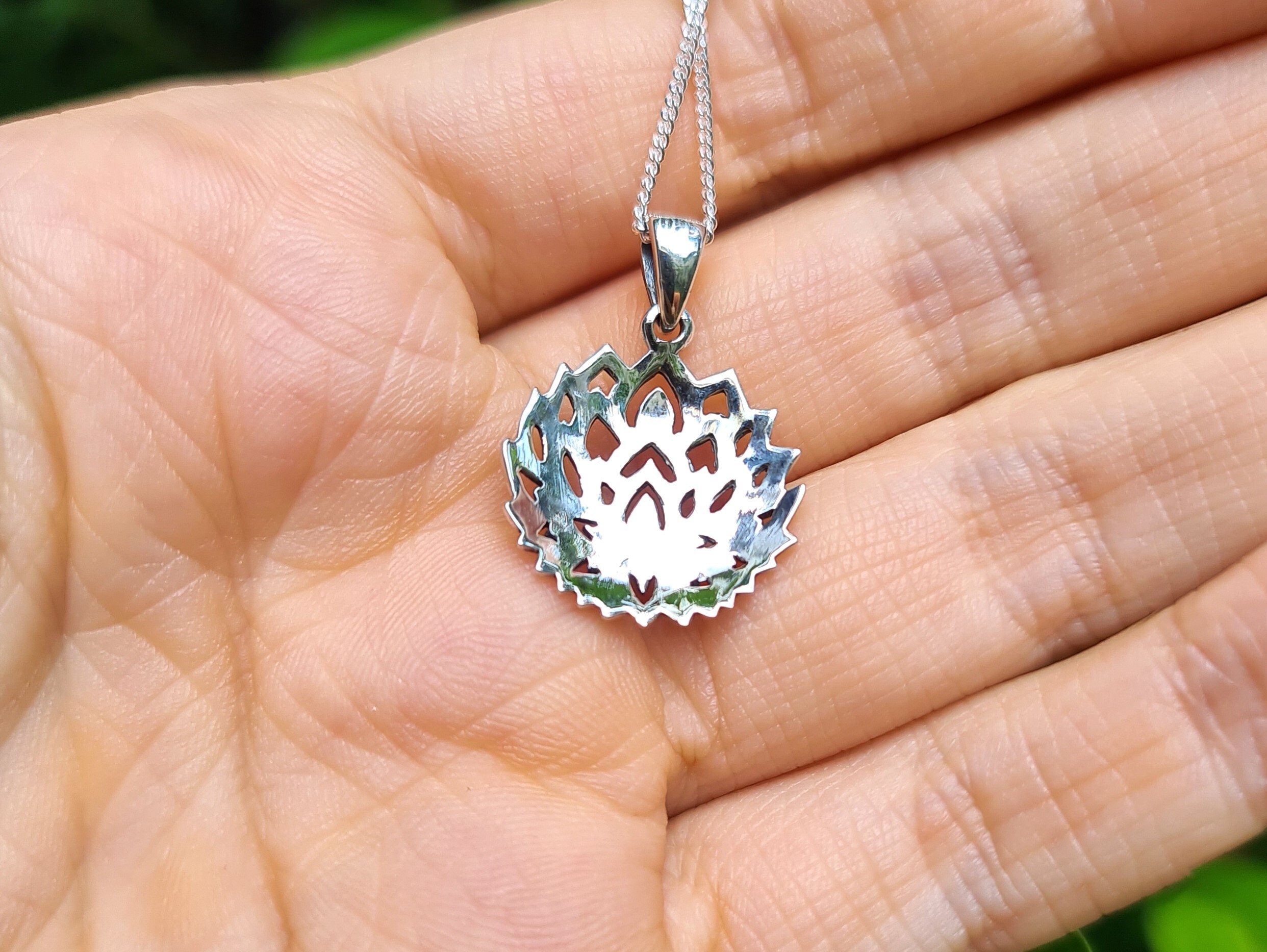 Lotus Flower Pendant STERLING SILVER 925 Floral Sacred Symbol - Etsy