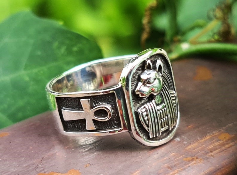 Bastet Goddess Ring 925 Sterling Silver God of Egypt Cat - Etsy