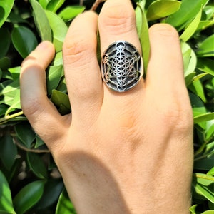 Metatron Cube Ring STERLING SILVER 925 Sacred Geometry Archangel ...