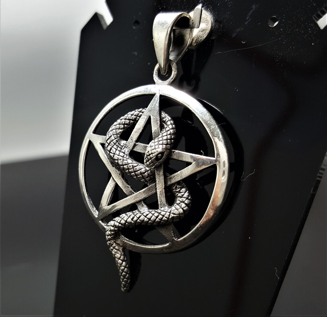 Pentagram Snake 925 Sterling Silver Pendant Pentacle Star - Etsy
