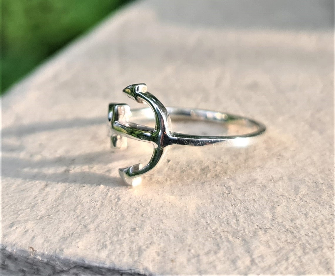 ANCHOR Ring STERLING SILVER 925 Nautical Mariners Anchor Cross | Etsy