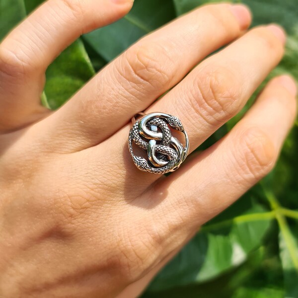 Large Sterling Silver Snake Ring - Etsy UK