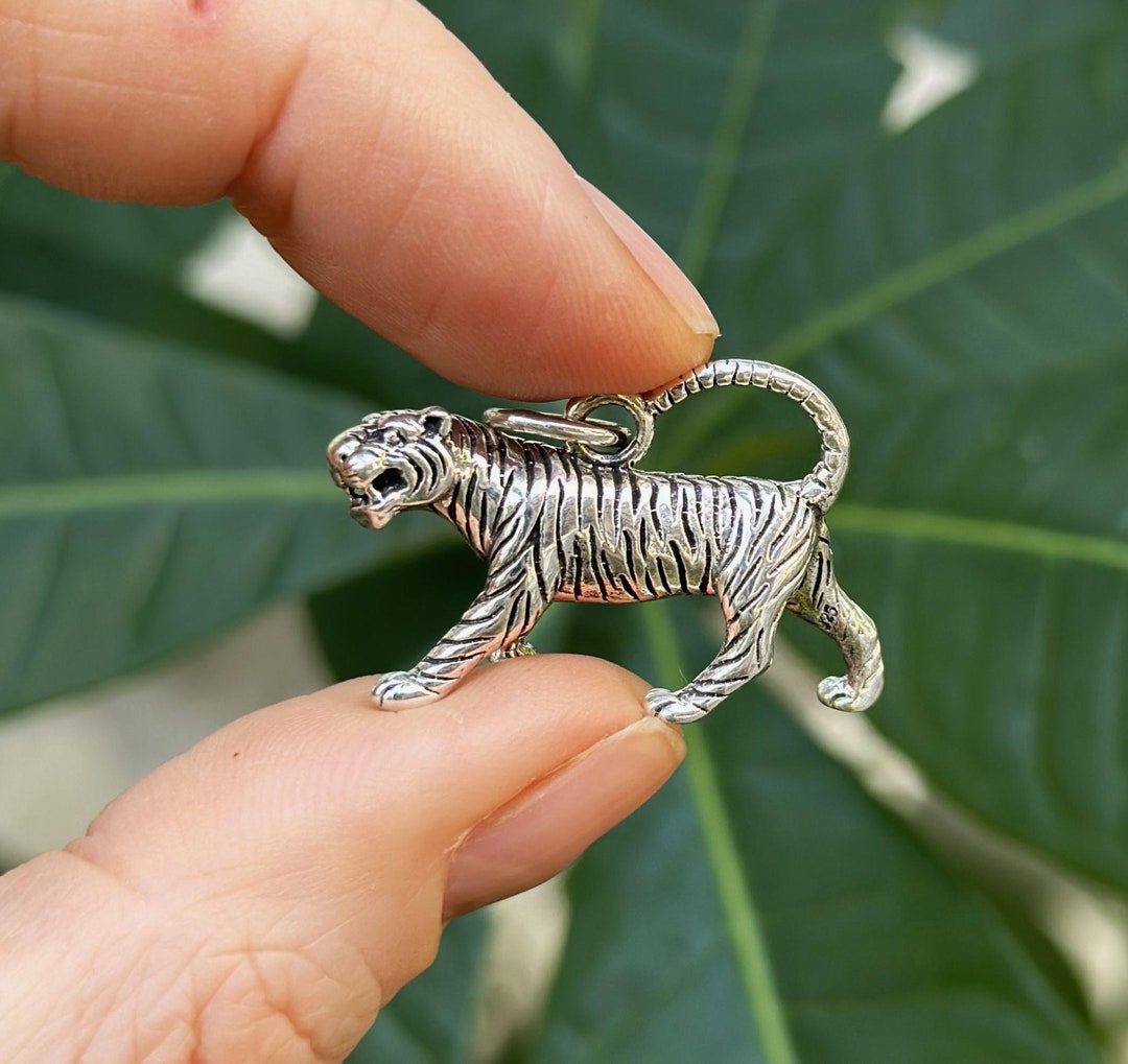 Tiger Pendant Solid 925 Sterling Silver 3D Tiger Big Cat Unisex ...