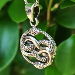 Interlocking Snakes Pendant STERLING SILVER 925 Double Snake Serpent ...