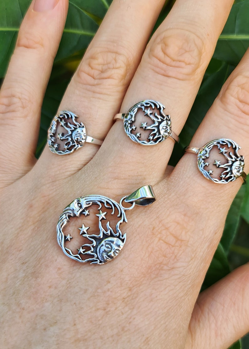 Sun Moon Stars Ring 925 STERLING SILVER Celestial Divine - Etsy