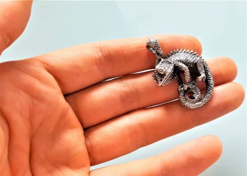 Chameleon Pendant STERLING SILVER 925 Exclusive Design Lizard - Etsy