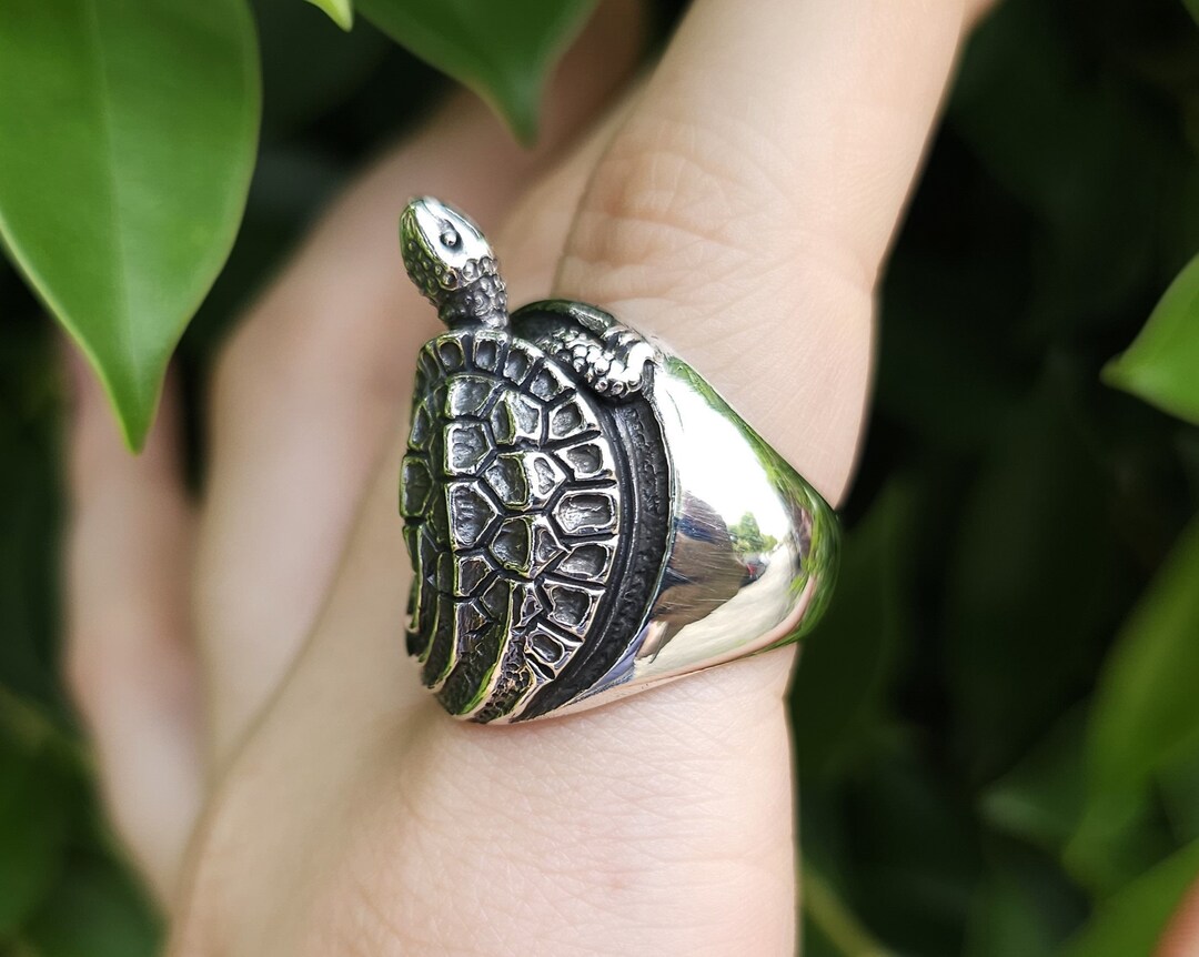 Large Turtle Ring STERLING SILVER 925 Tortoise Sea Turtle Ocean Totem ...