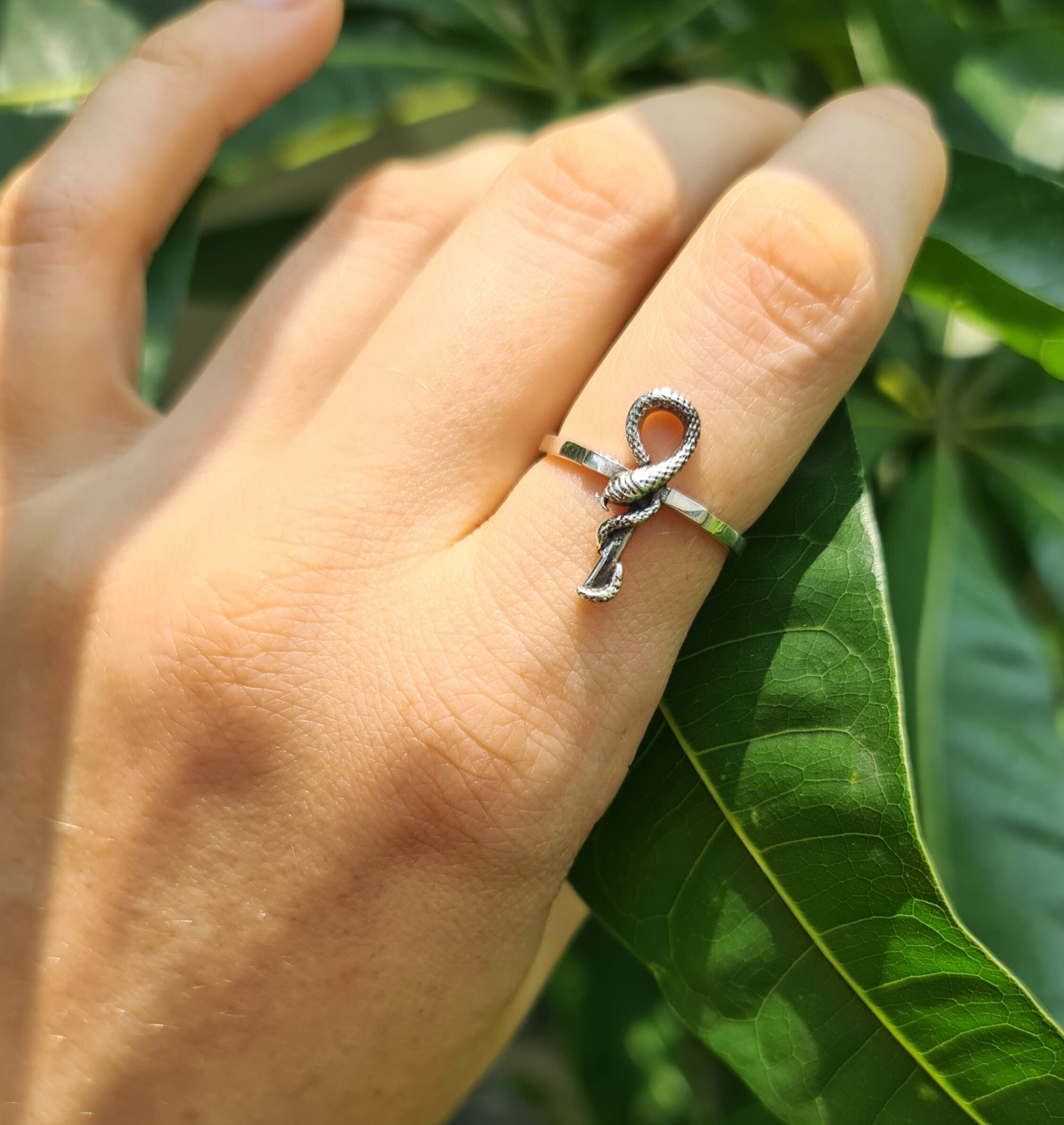 Egyptian Ankh Snake Ring STERLING SILVER 925 Cross Key of Life - Etsy