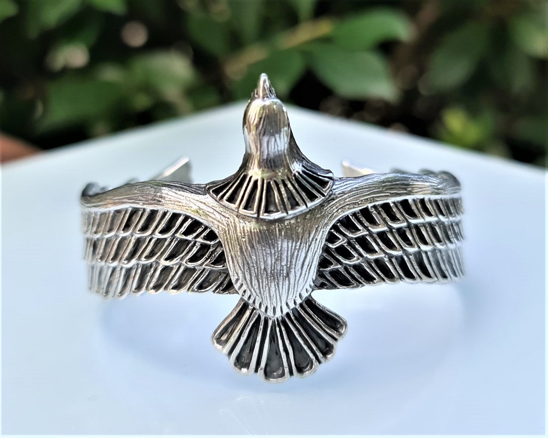Eagle Cuff Bracelet STERLING SILVER 925 Eagles Wings Symbol of Great Strength Leadership ...