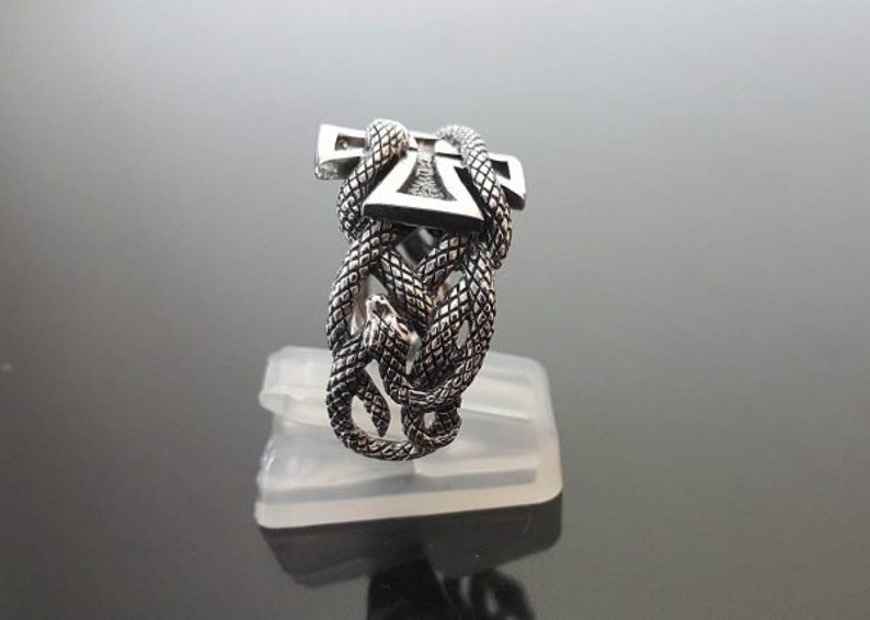 Snake Around Cross Ring Sterling Silver 925 Iron Cross Snakes - Etsy