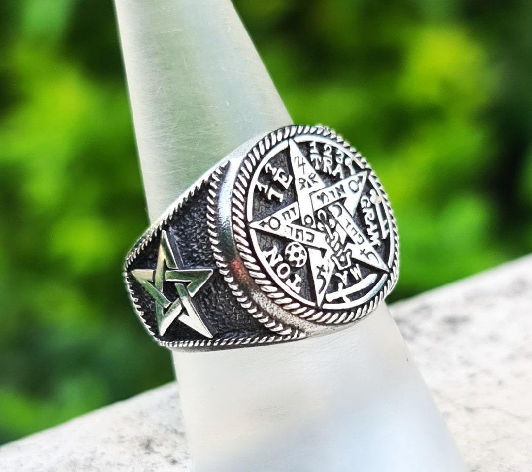 Tetragrammaton Ring 925 Sterling Silver Kabbalah Pentagram Star Solomon ...