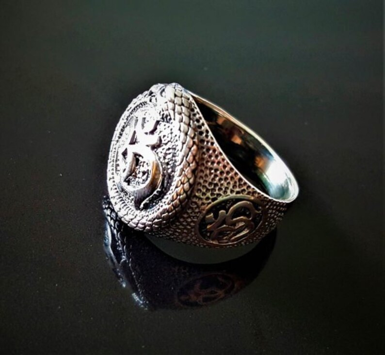 Om Ouroboros Ring 925 STERLING SILVER 925 AUM Om Talisman Protective ...